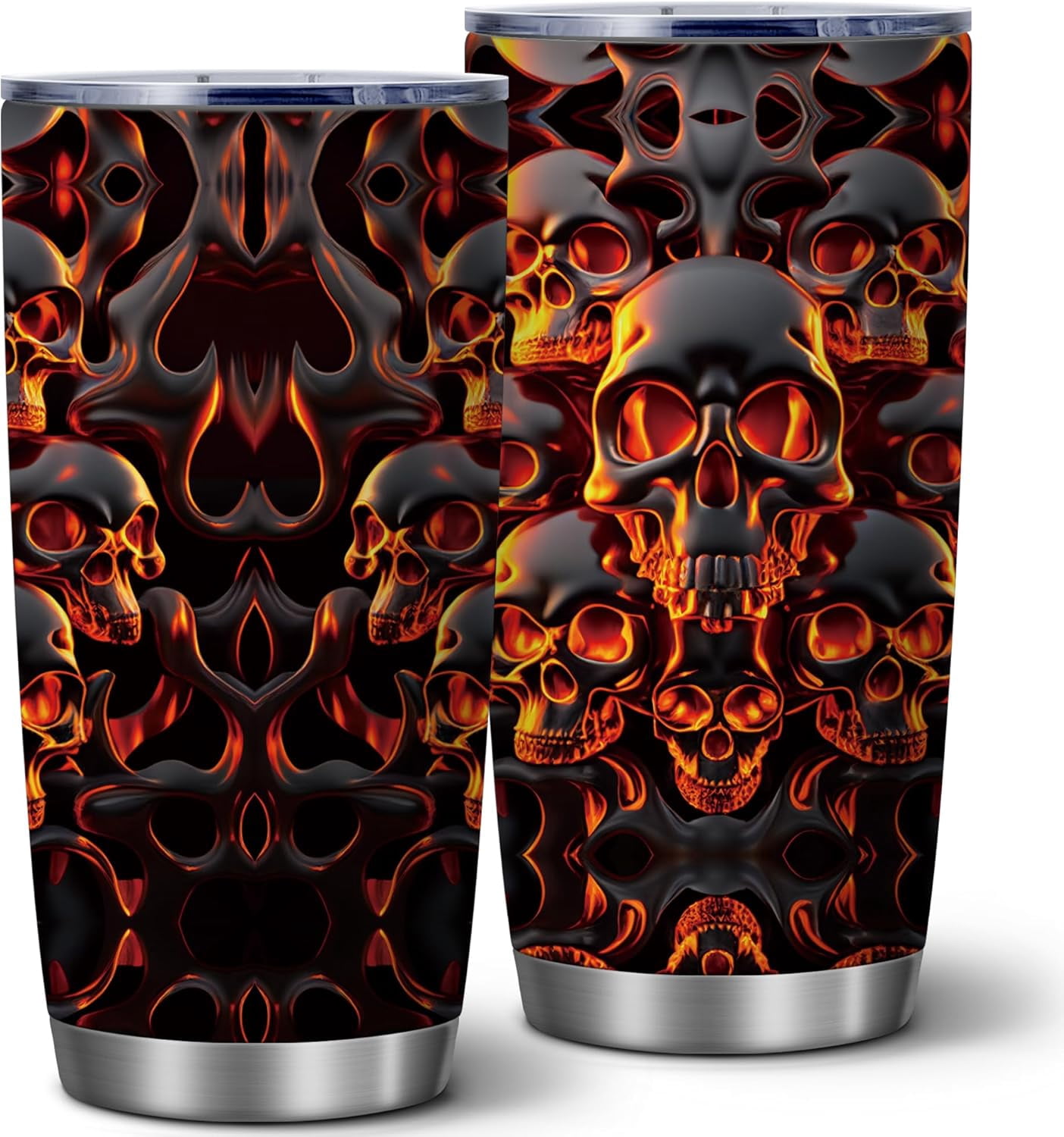 20 oz Melted Skull Tumbler Cups with Lid,Skull Coffee Mug,Halloween ...