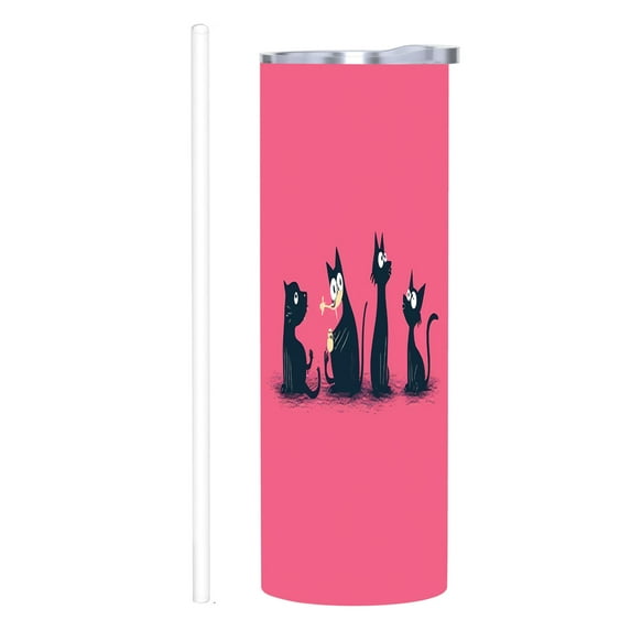 20 oz Pink Cat Pattern Stainless Steel Insulated Tumbler with Lid ...