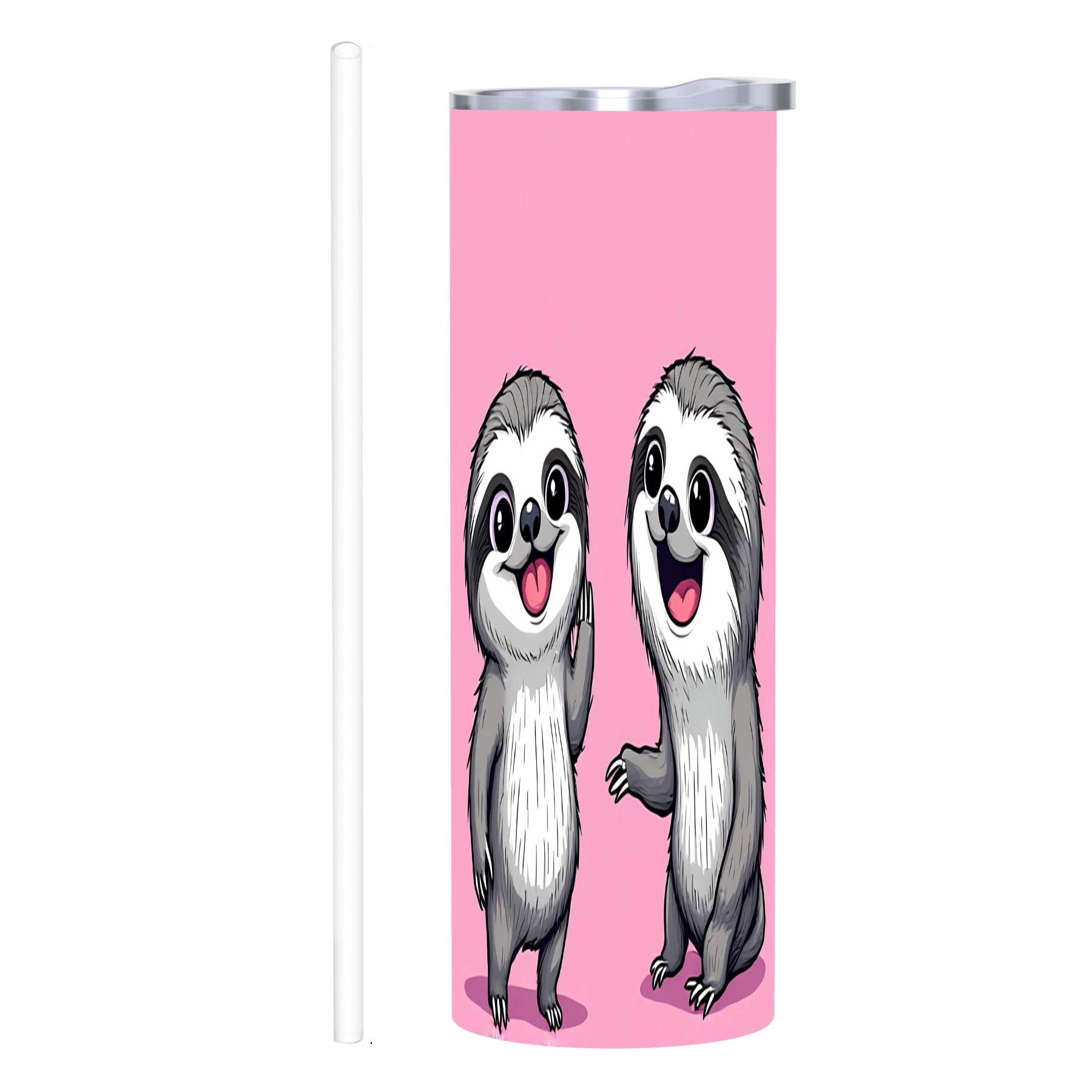 20 oz Pink Stainless Steel Insulated Tumbler with Cheerful Cartoon ...