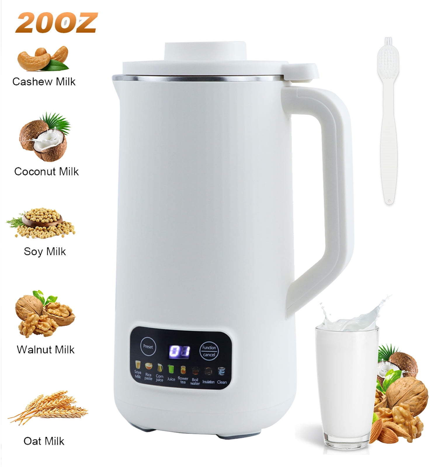 20oz Fully Automatic Soymilk Machine, Multifunctional Nut Milk Machine ...