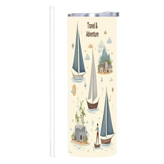 20 oz Stainless Steel Insulated Travel Mug - Sailboat Design with ...