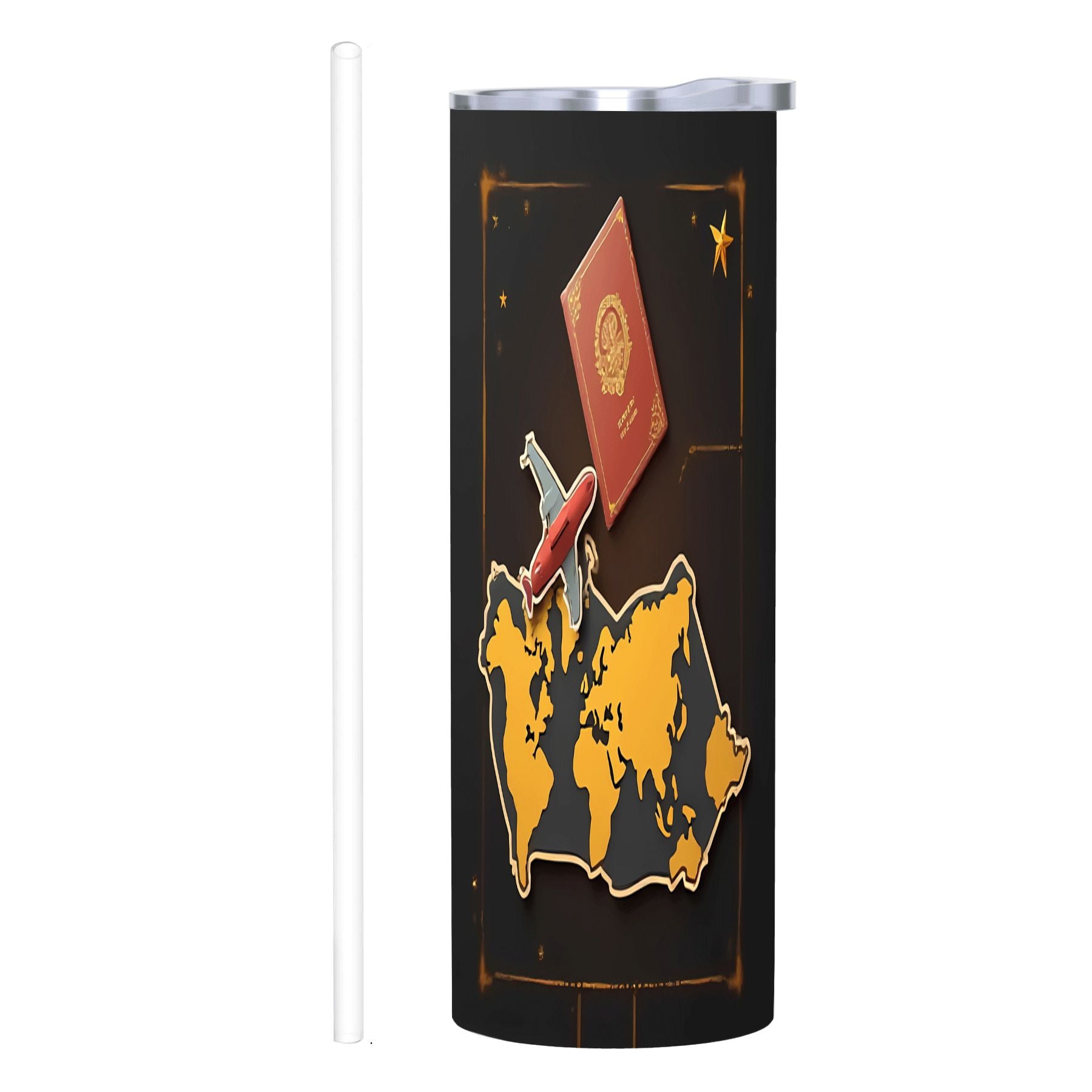 20 oz Stainless Steel Insulated Travel Mug - World Map Design with ...