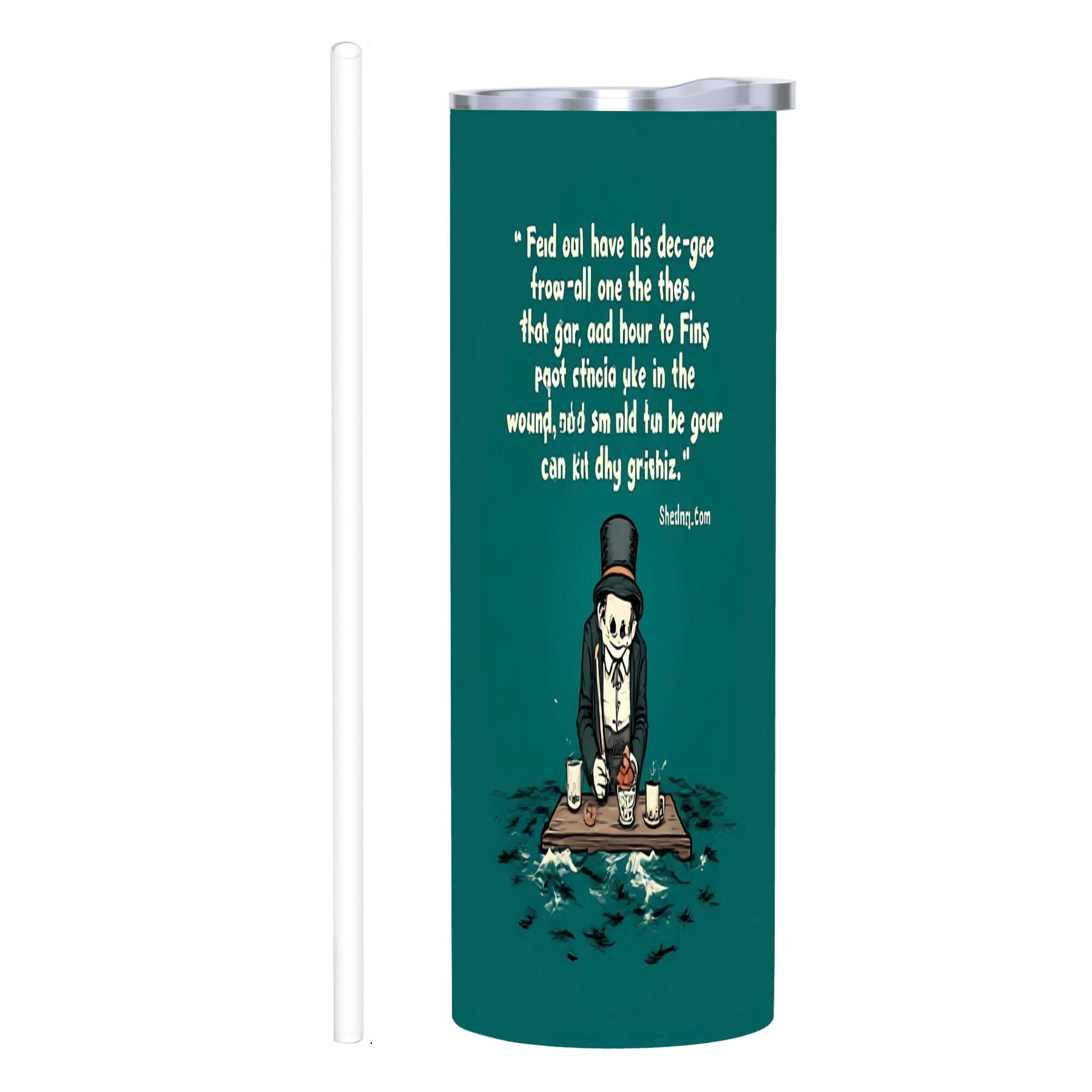 20 oz Stainless Steel Insulated Travel Mug with Cartoon Man in Top Hat ...