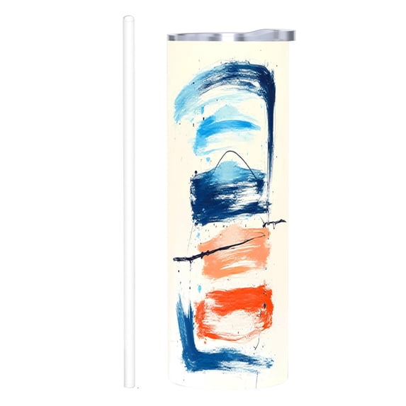 20 oz Stainless Steel Insulated Tumbler - Abstract Blue Orange & White ...