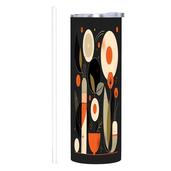 20 oz Stainless Steel Insulated Tumbler - Abstract Design with Orange ...