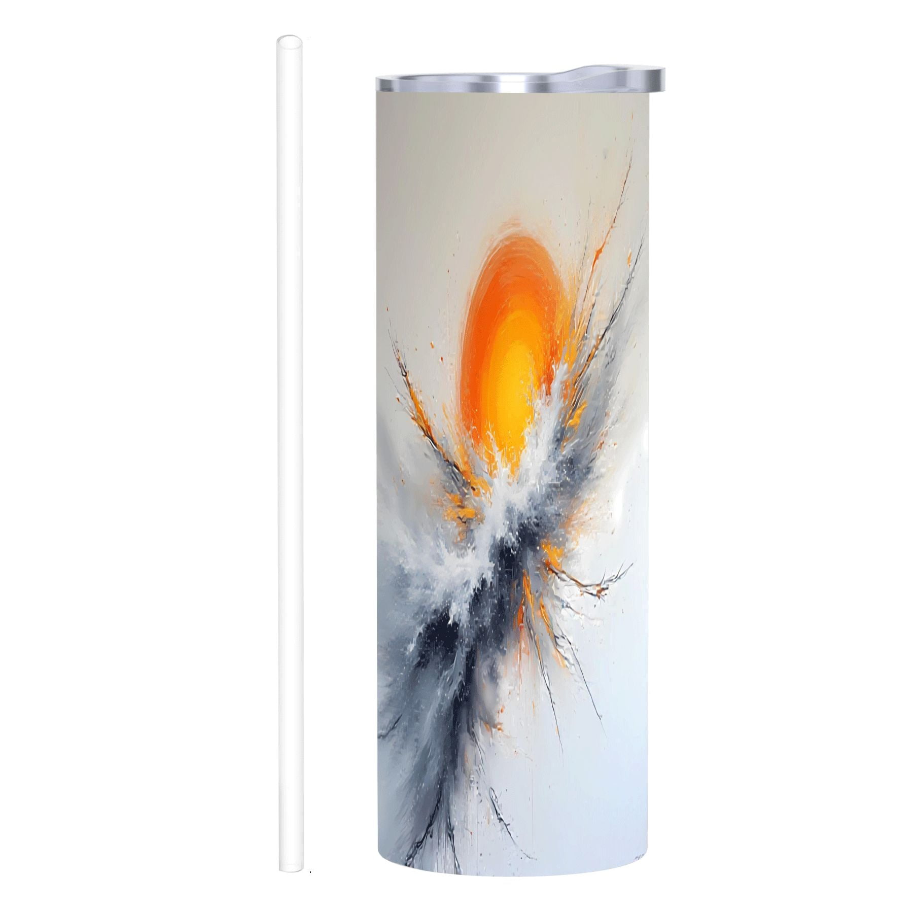 20 oz Stainless Steel Insulated Tumbler - Abstract Orange Circle Design ...