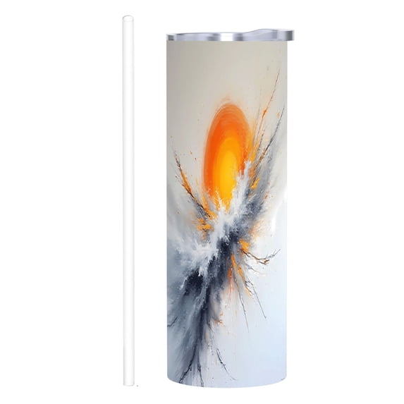 20 oz Stainless Steel Insulated Tumbler - Abstract Orange Circle Design ...