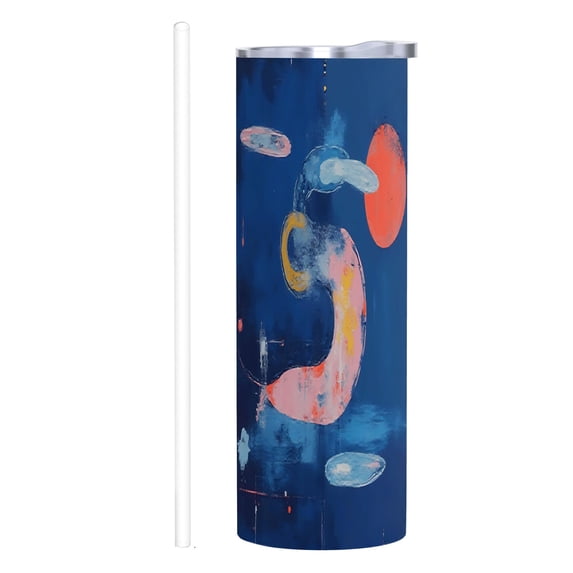 20 oz Stainless Steel Insulated Tumbler - Abstract Swirl Design in Blue ...