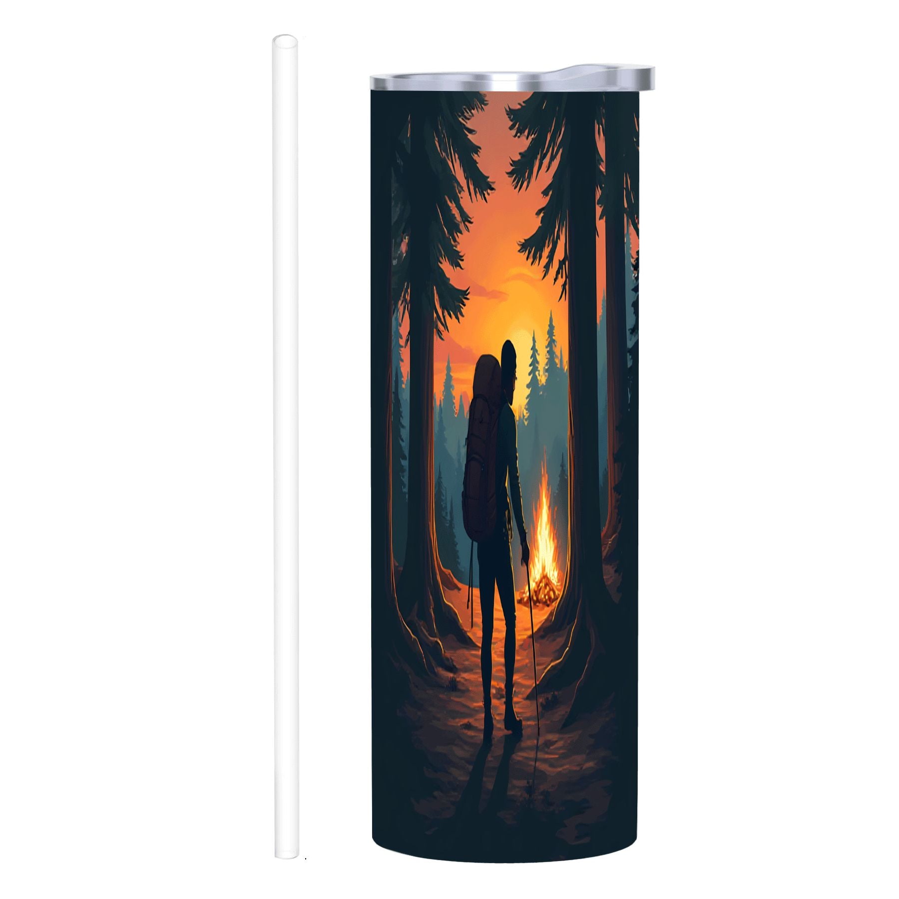 20 oz Stainless Steel Insulated Tumbler - Adventure Forest Design with ...