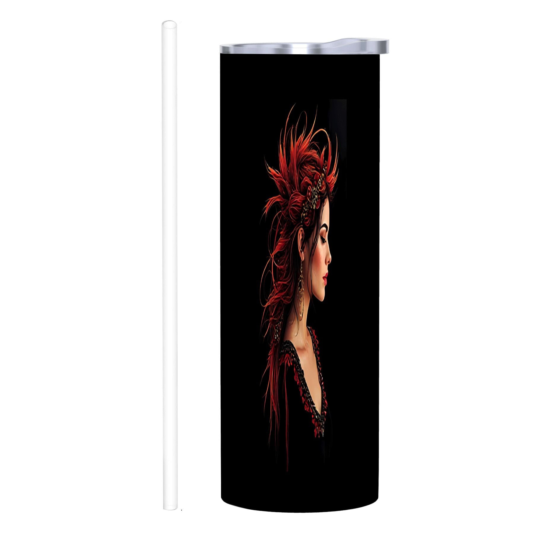 20 oz Stainless Steel Insulated Tumbler - Artistic Black Travel Mug ...