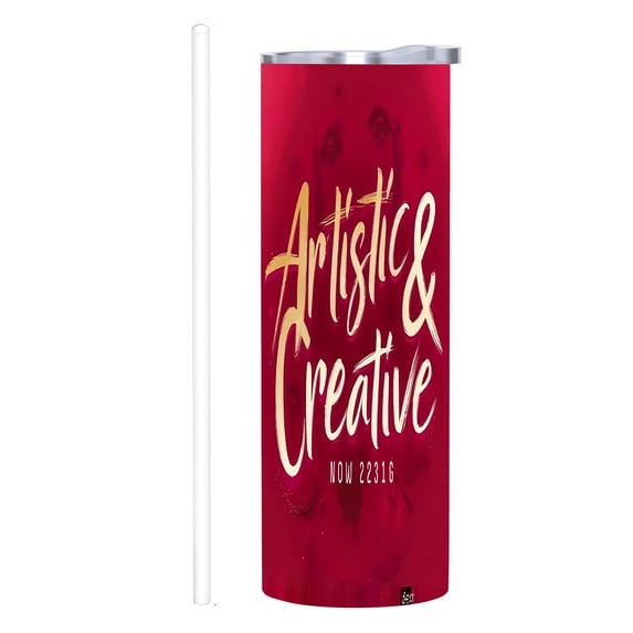 20 oz Stainless Steel Insulated Tumbler - Artistic Red & Gold Design ...