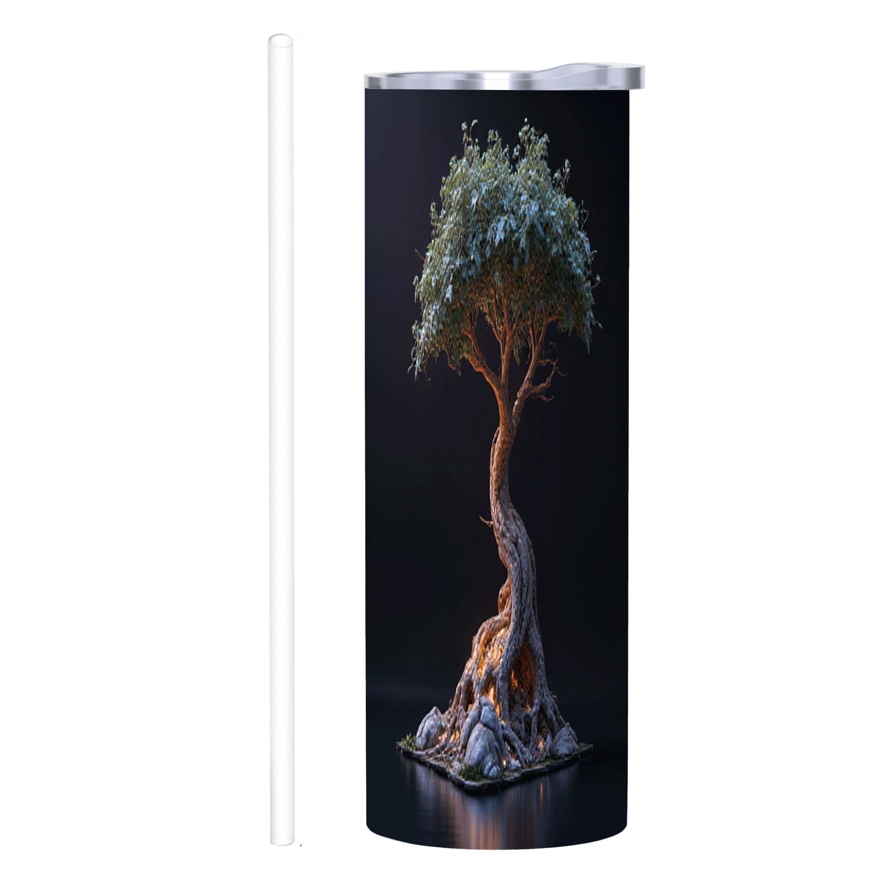 20 oz Stainless Steel Insulated Tumbler - Artistic Tree Design Glowing ...