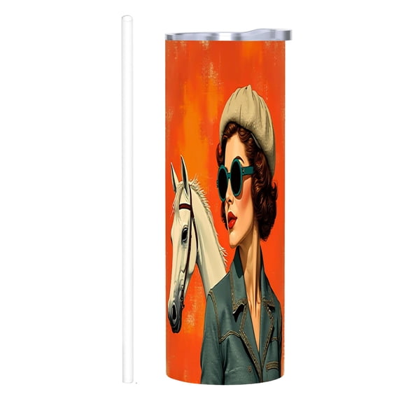 20 oz Stainless Steel Insulated Tumbler - Artistic Woman & Horse Design ...