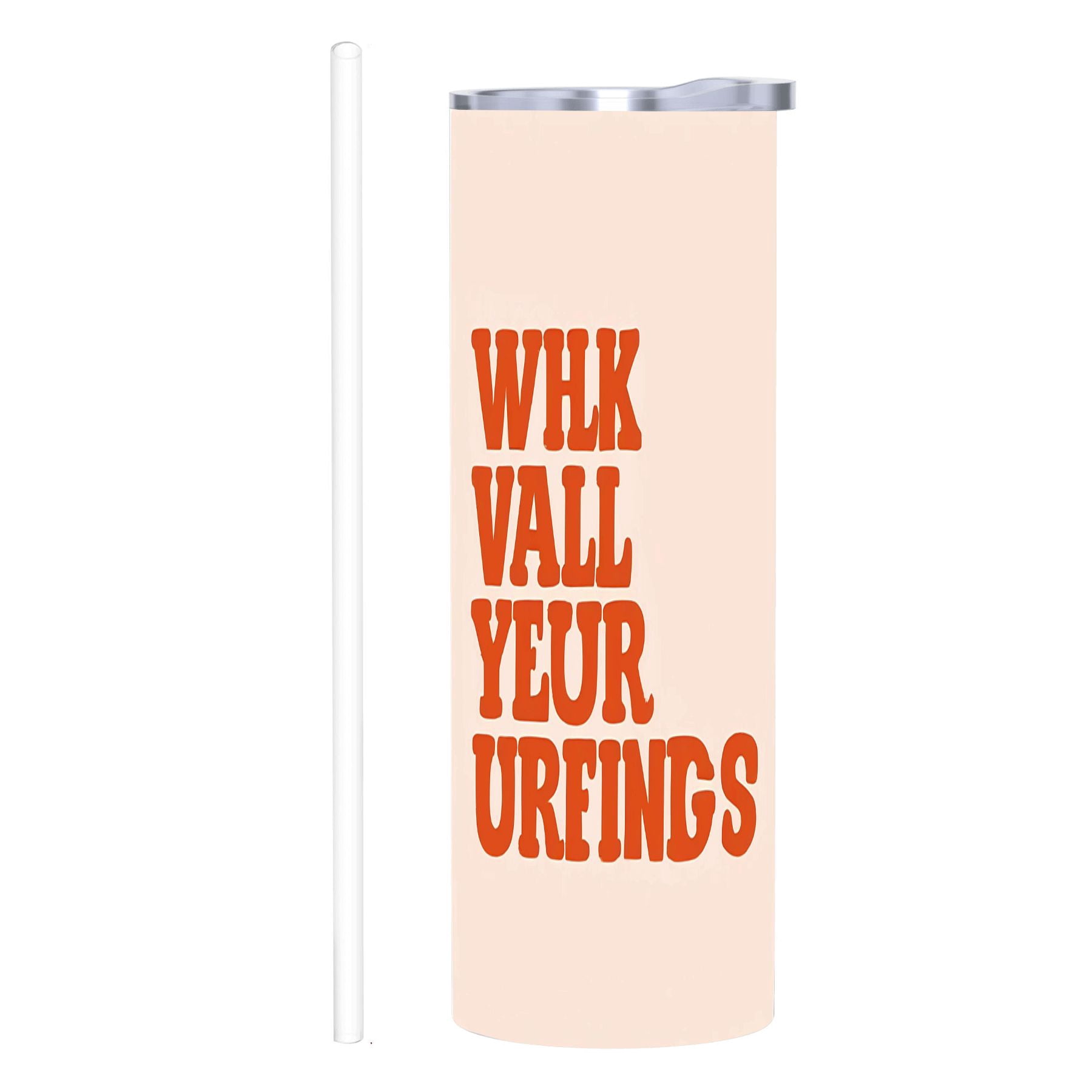 20 oz Stainless Steel Insulated Tumbler - Beige with Bold Orange " WHK ...