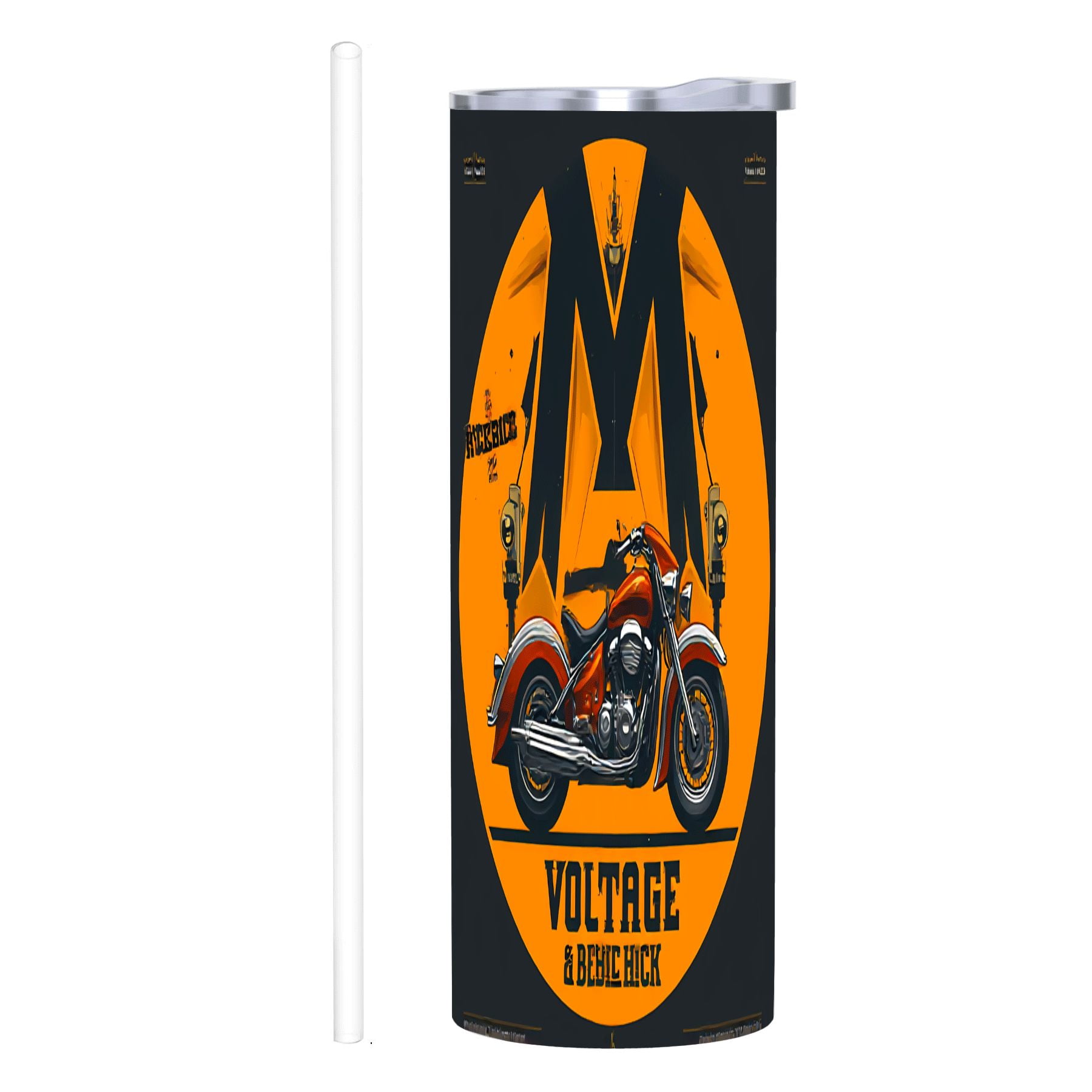 20 oz Stainless Steel Insulated Tumbler - Black Base with Orange ' M ...