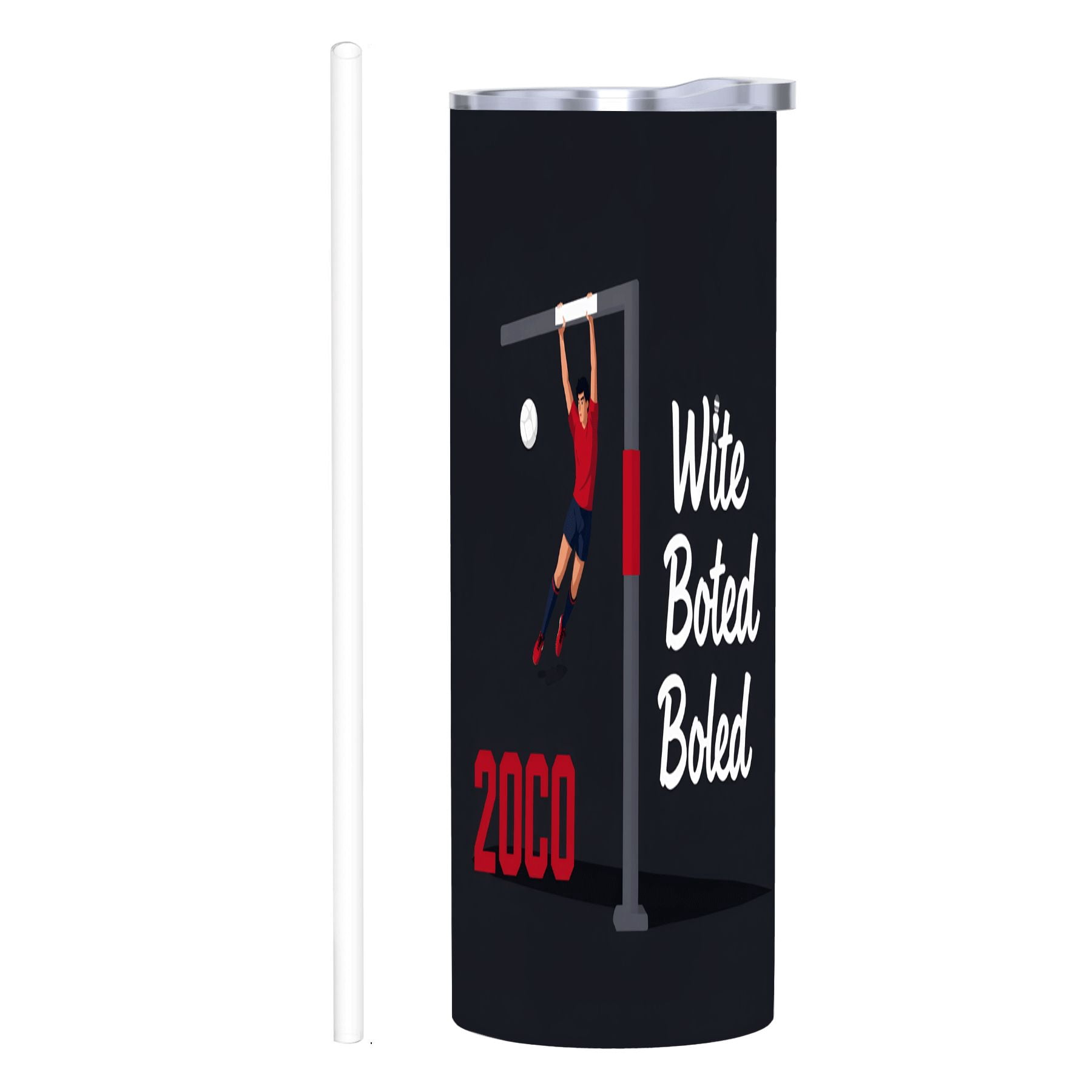 20 oz Stainless Steel Insulated Tumbler - Black Body with Soccer ...