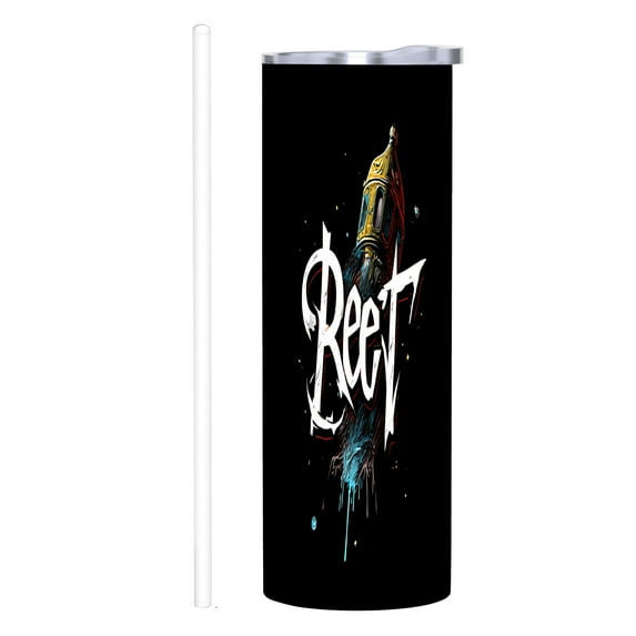20 oz Stainless Steel Insulated Tumbler - Black Rocket Ship Design with ...