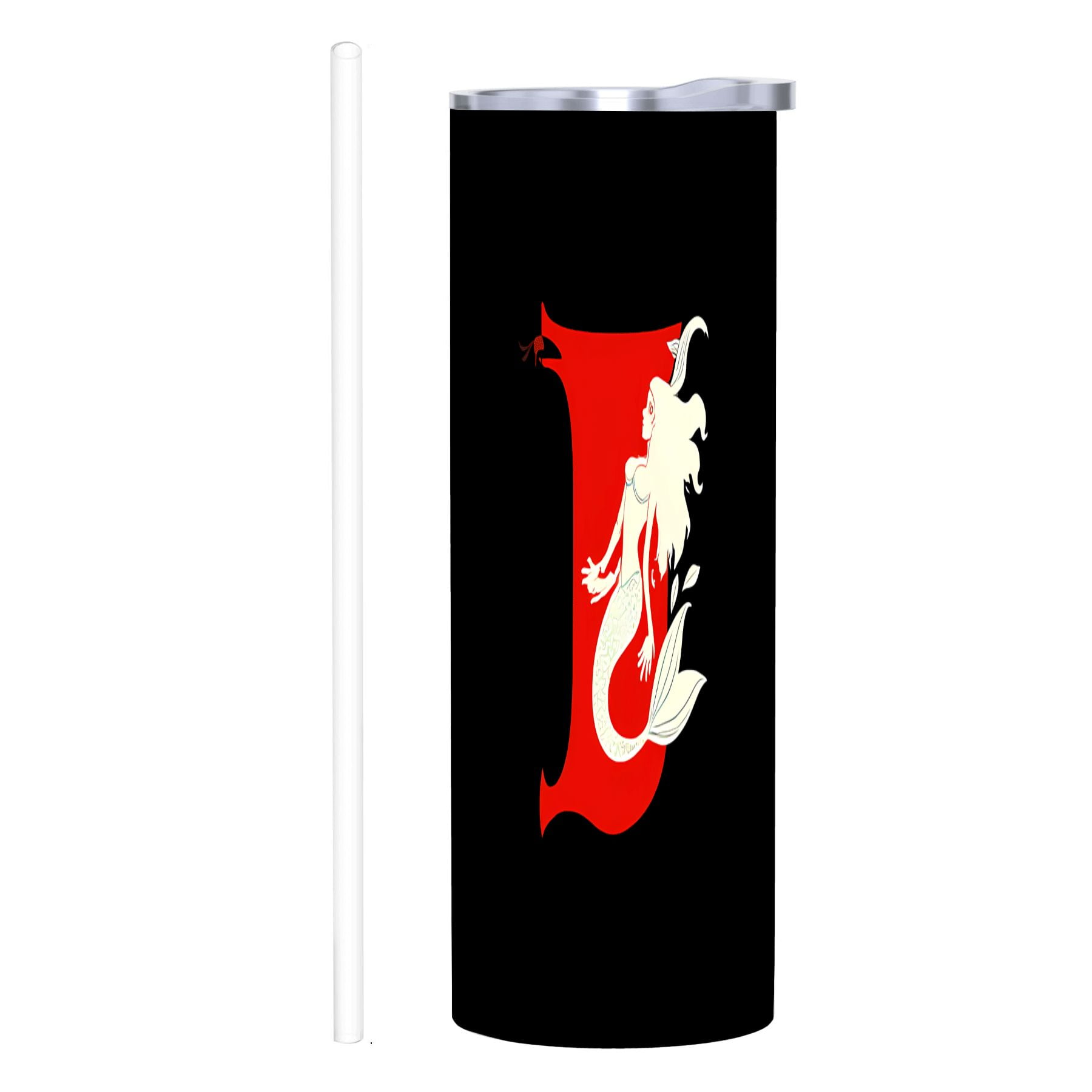20 oz Stainless Steel Insulated Tumbler - Black with Artistic Red ' J ...