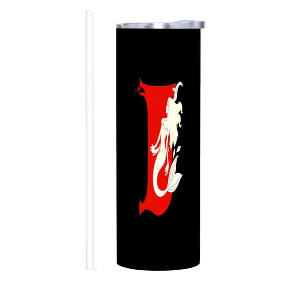20 oz Stainless Steel Insulated Tumbler - Black with Artistic Red ' J ...