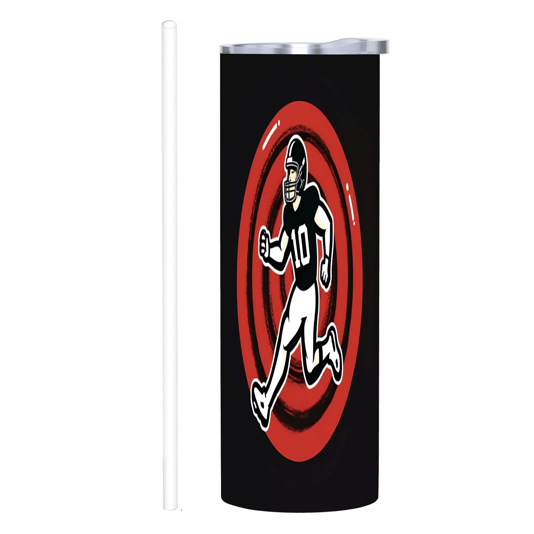 20 oz Stainless Steel Insulated Tumbler - Black with Cartoon Football ...