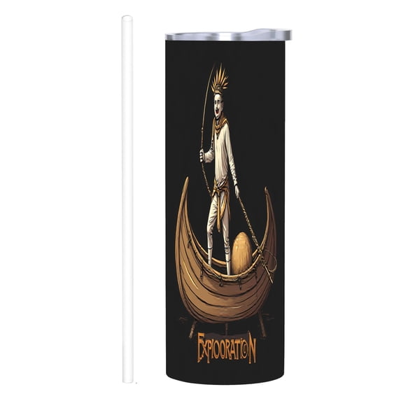 20 oz Stainless Steel Insulated Tumbler - Black with Decorative Boat ...