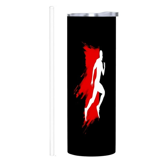 20 oz Stainless Steel Insulated Tumbler - Black with Dynamic Red Splash ...