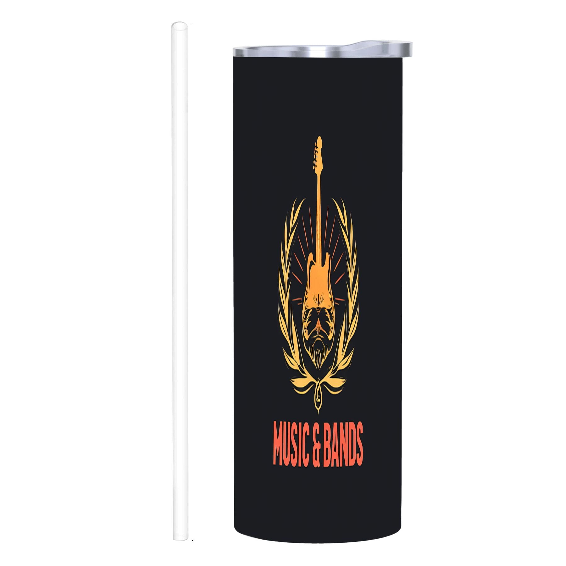 20 oz Stainless Steel Insulated Tumbler - Black with Golden Guitar ...
