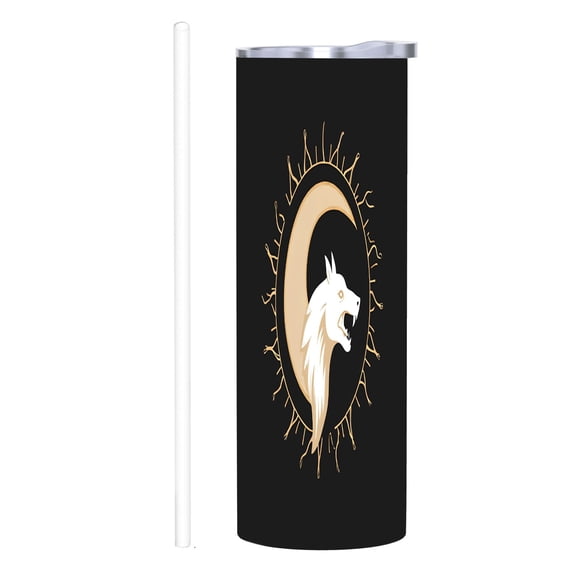 20 oz Stainless Steel Insulated Tumbler - Black with Golden Wolf Emblem ...