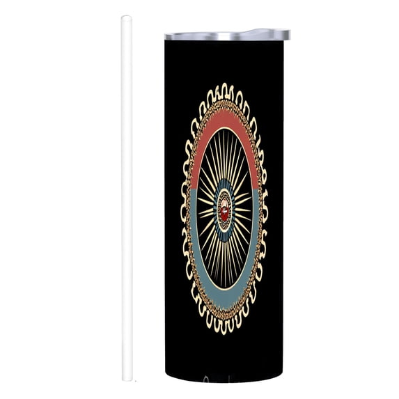 20 oz Stainless Steel Insulated Tumbler - Black with Intricate Circular ...