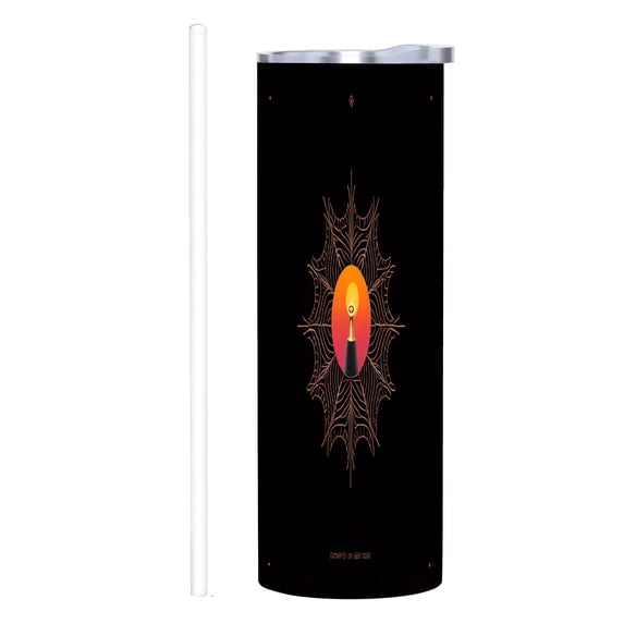 20 oz Stainless Steel Insulated Tumbler - Black with Intricate Orange ...