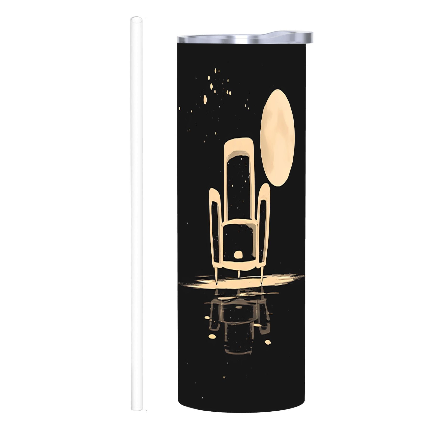 20 oz Stainless Steel Insulated Tumbler - Black with Moon & Stars ...
