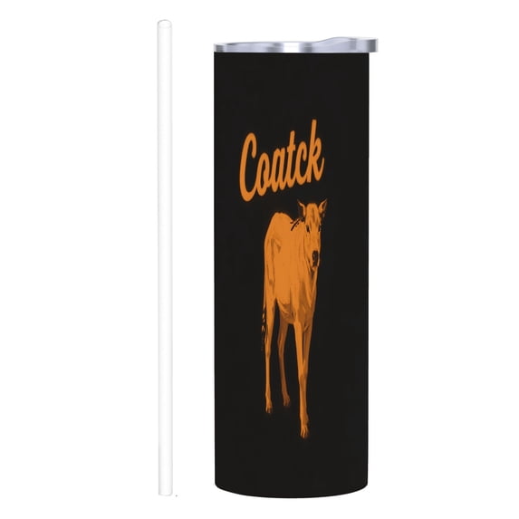 20 oz Stainless Steel Insulated Tumbler - Black with Orange Cow Design ...
