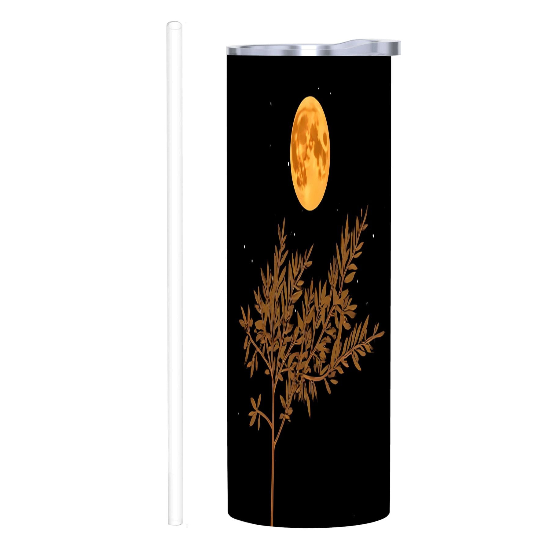 20 oz Stainless Steel Insulated Tumbler - Black with Orange Moon ...