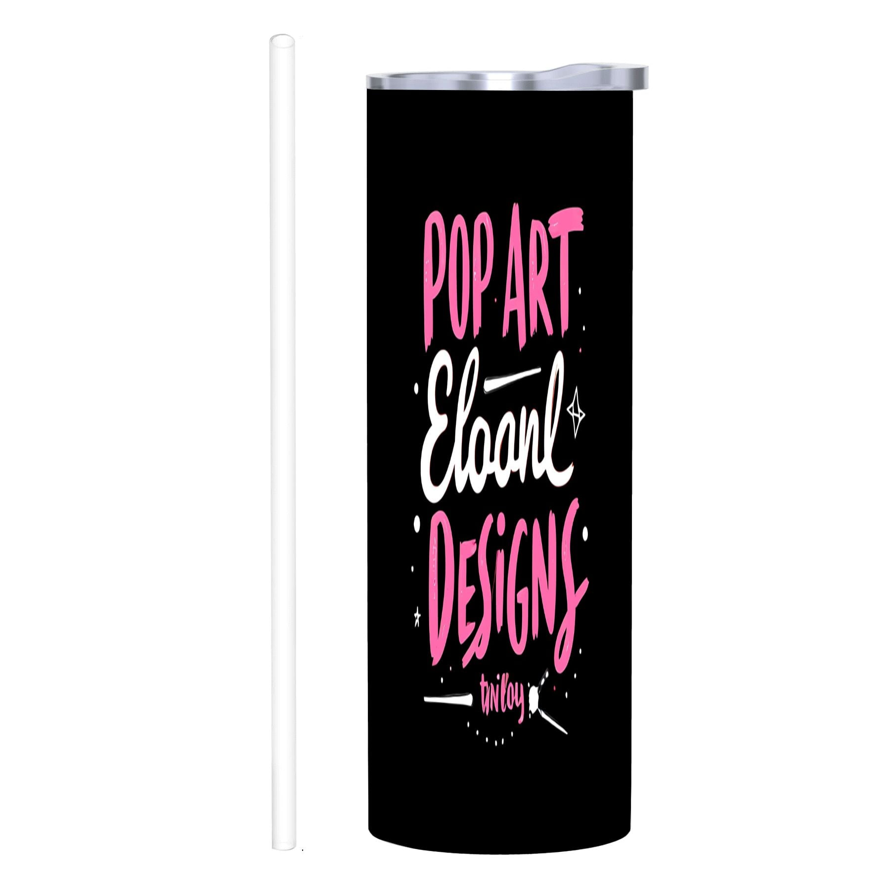 20 oz Stainless Steel Insulated Tumbler - Black with ' POP ART Elowan ...