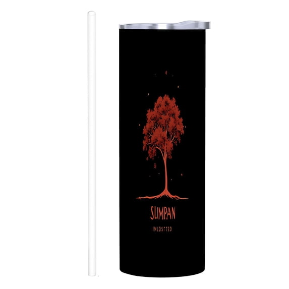 20 oz Stainless Steel Insulated Tumbler - Black with Red Tree Design ...