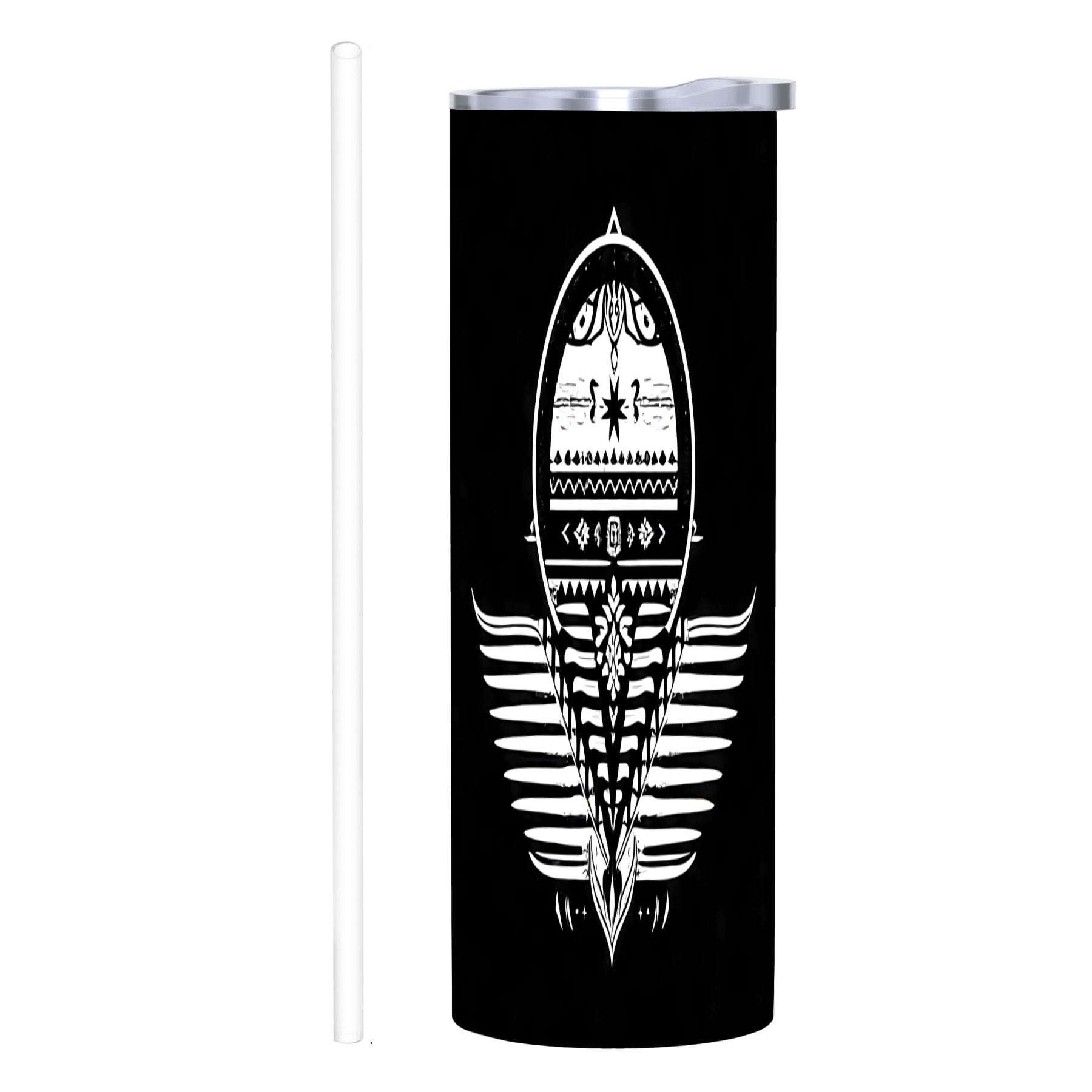 20 oz Stainless Steel Insulated Tumbler - Black with White Geometric ...