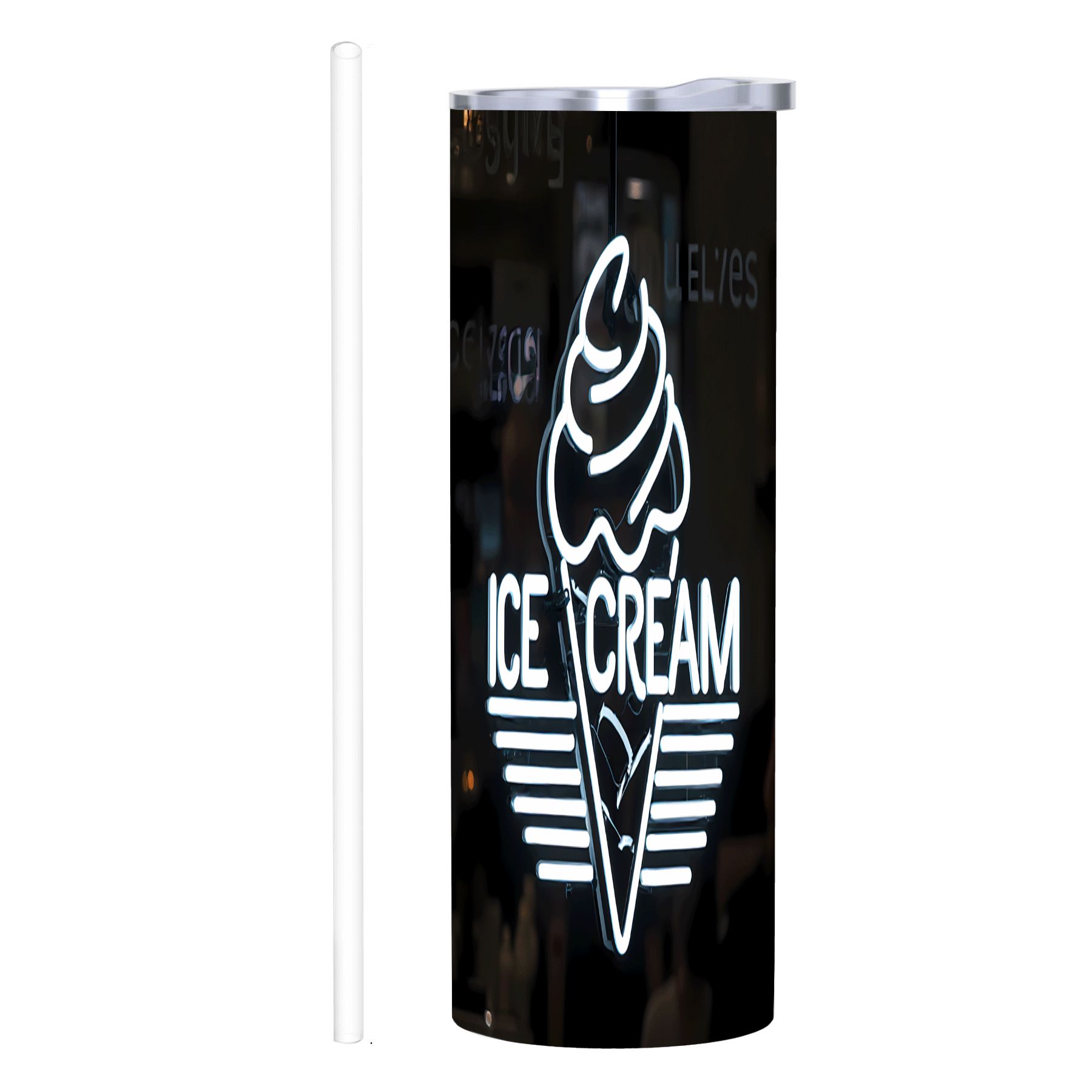 20 oz Stainless Steel Insulated Tumbler - Black with White Ice Cream ...