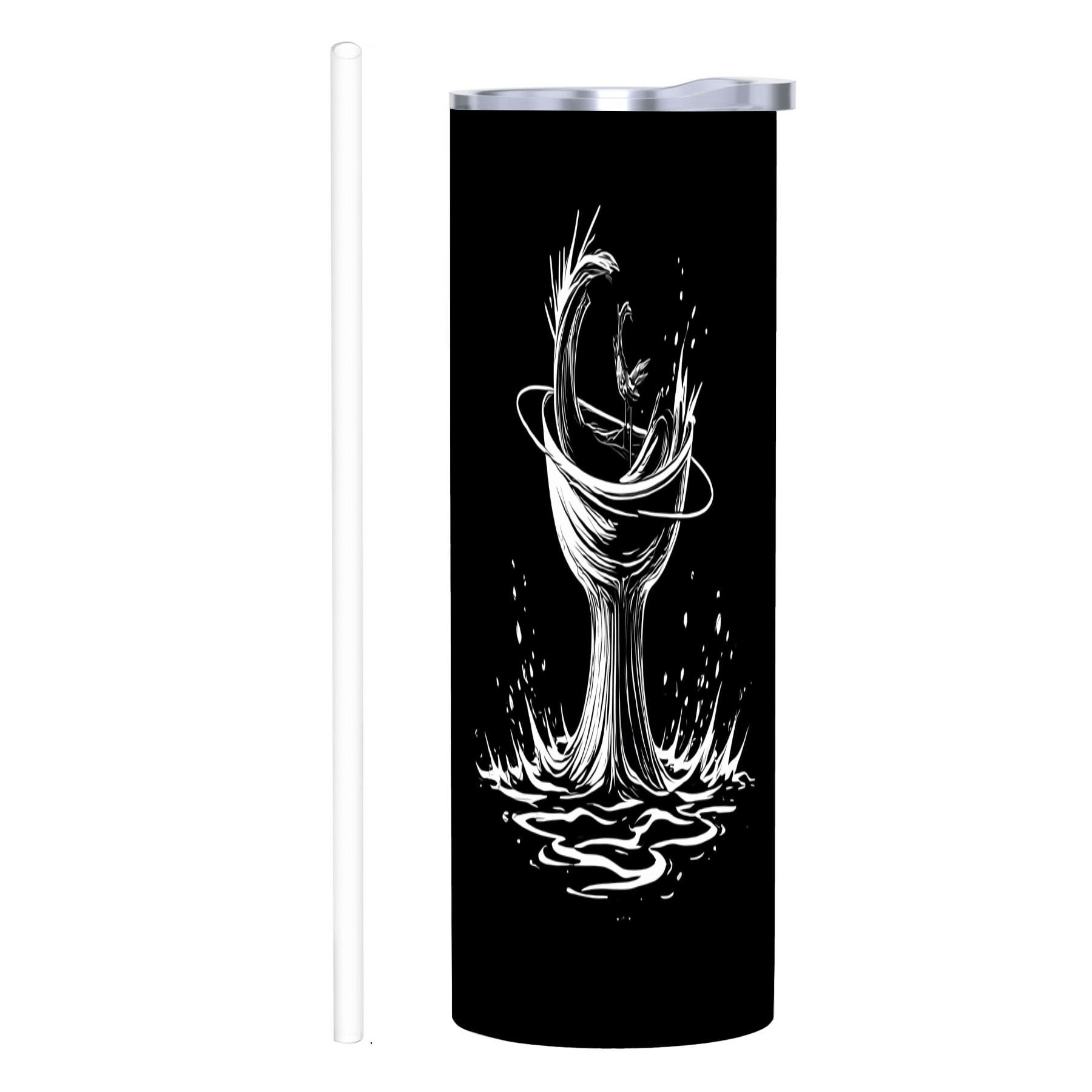 20 oz Stainless Steel Insulated Tumbler - Black with White Splash ...