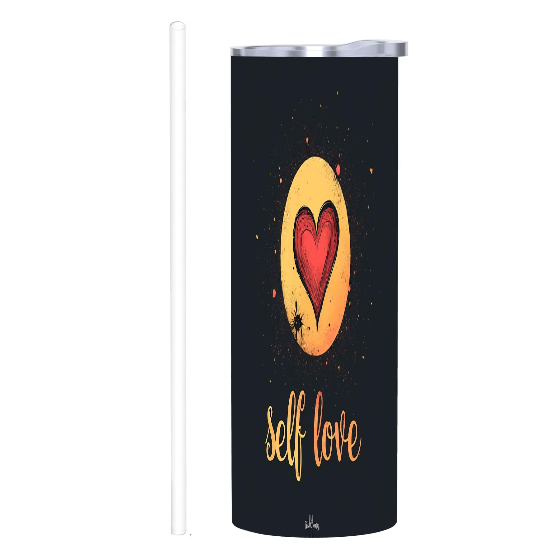 20 oz Stainless Steel Insulated Tumbler - Black with Yellow Circle ...