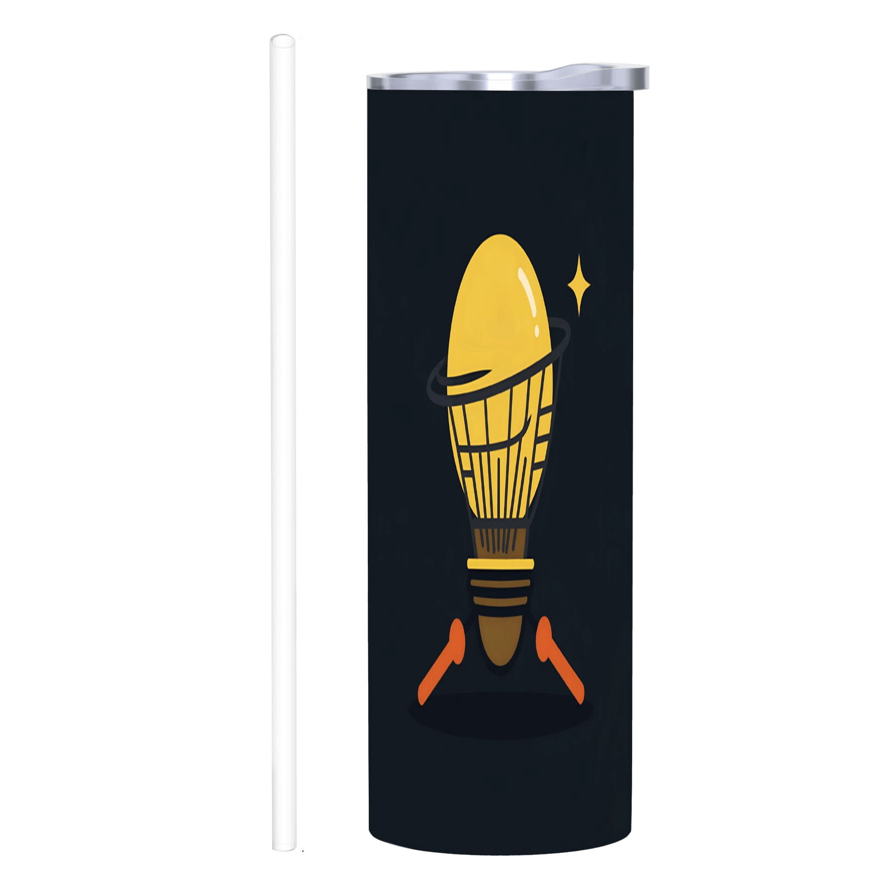 20 oz Stainless Steel Insulated Tumbler - Black with Yellow Light Bulb ...