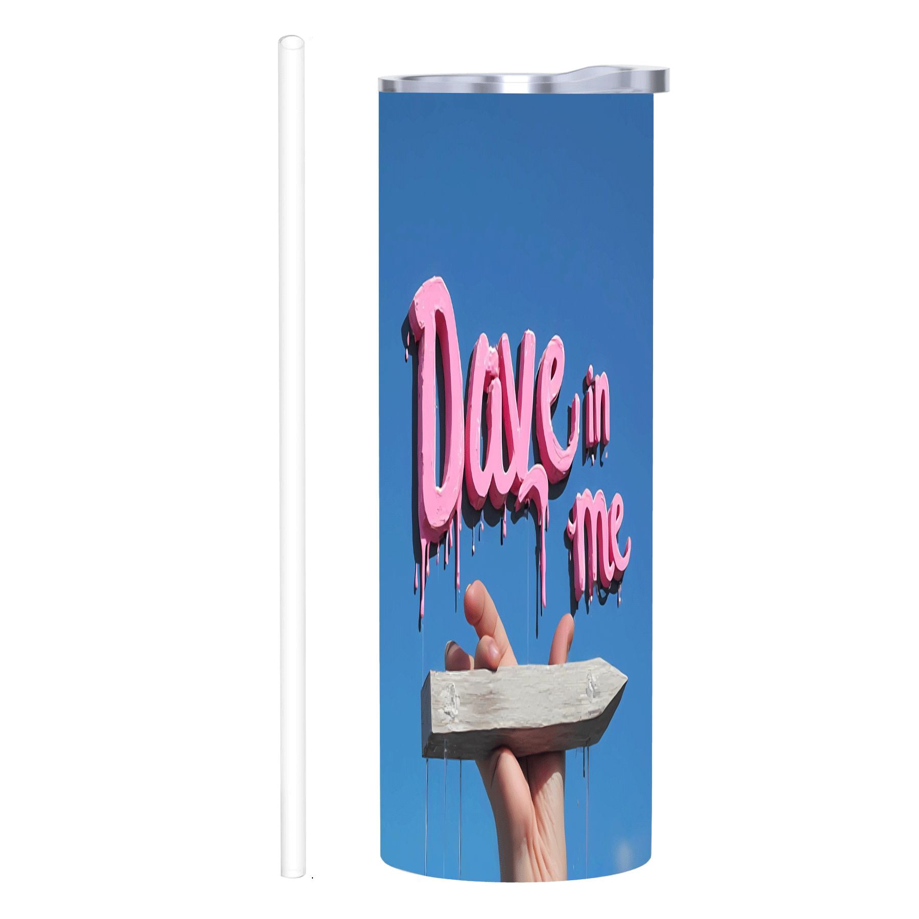 20 oz Stainless Steel Insulated Tumbler - Blue with Dripping Pink ...