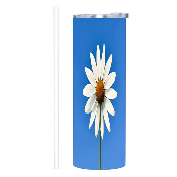 20 oz Stainless Steel Insulated Tumbler - Blue with Large White Daisy ...