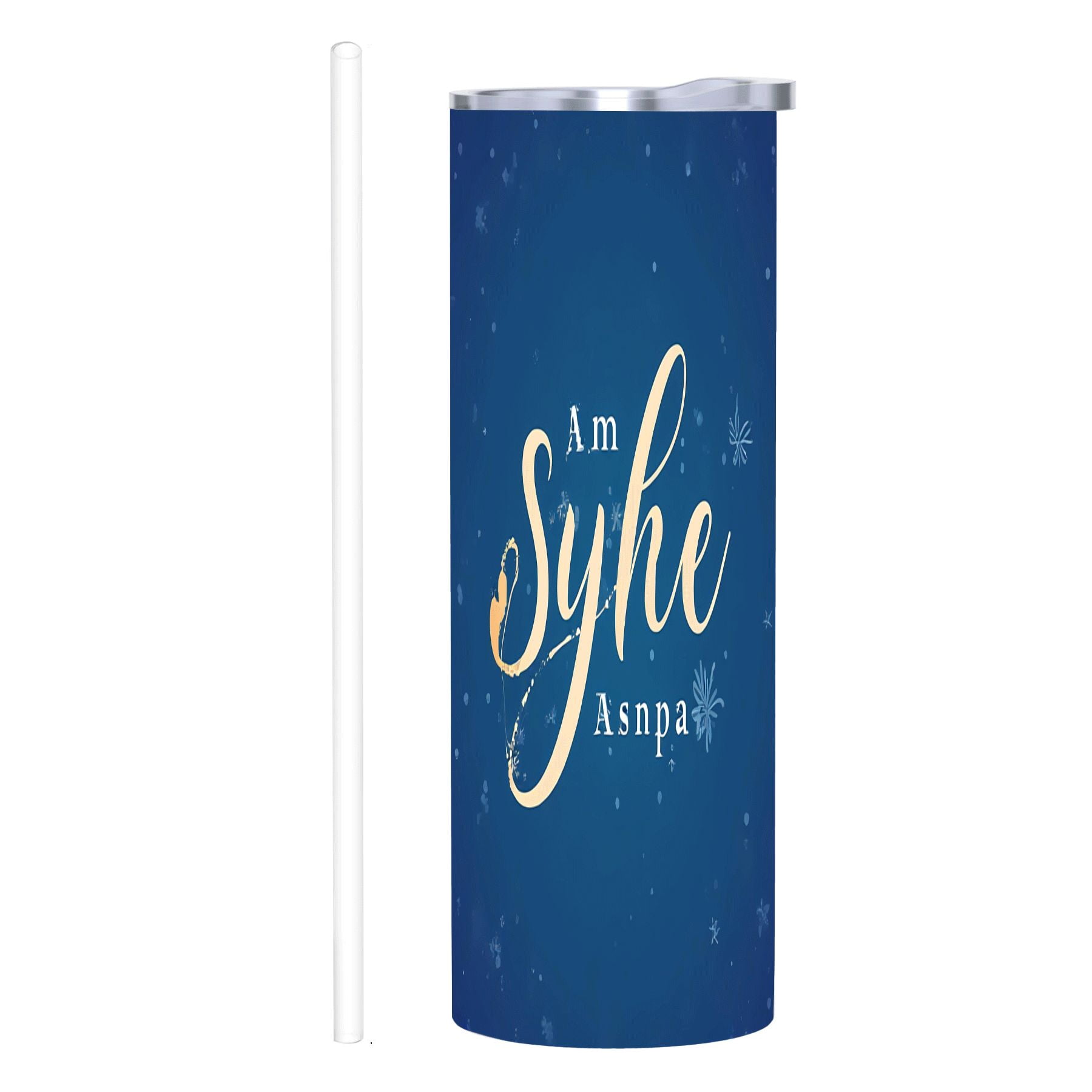 20 oz Stainless Steel Insulated Tumbler - Blue with White Snowflake ...