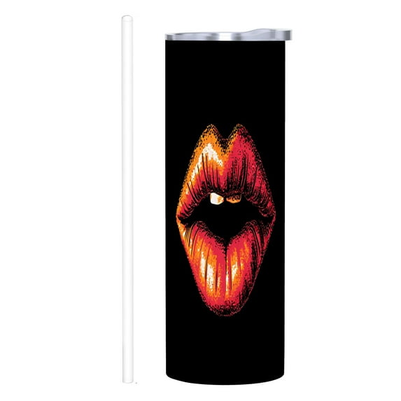 20 oz Stainless Steel Insulated Tumbler - Bold Black with Vibrant Red ...