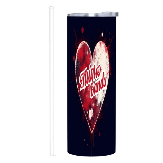 20 oz Stainless Steel Insulated Tumbler - Bold Dark Blue with Artistic ...