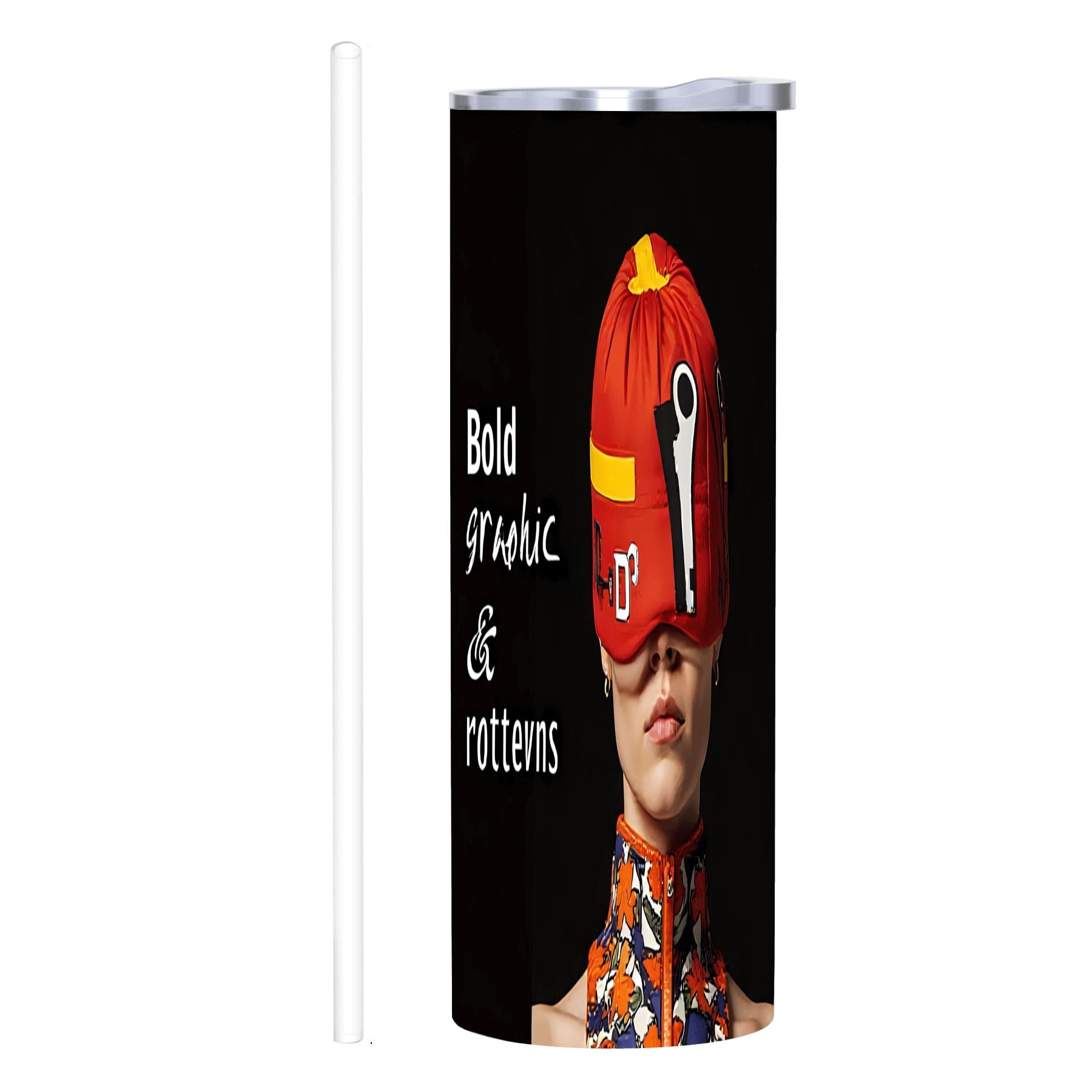 20 oz Stainless Steel Insulated Tumbler - Bold Floral Pattern with Red ...