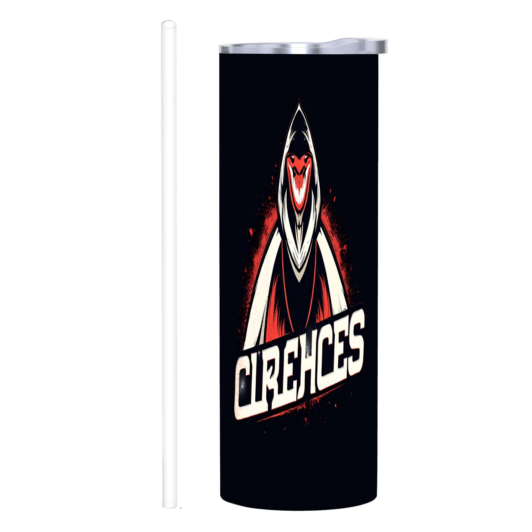 20 oz Stainless Steel Insulated Tumbler - Bold Hooded Figure Design Red ...