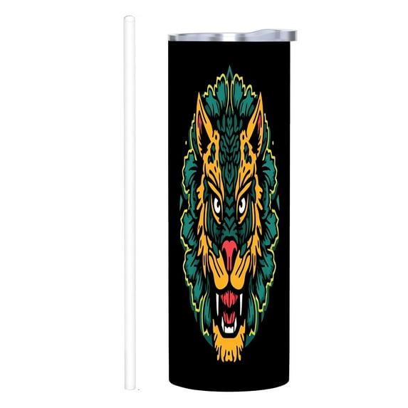 20 oz Stainless Steel Insulated Tumbler - Bold Lion Face Design with ...
