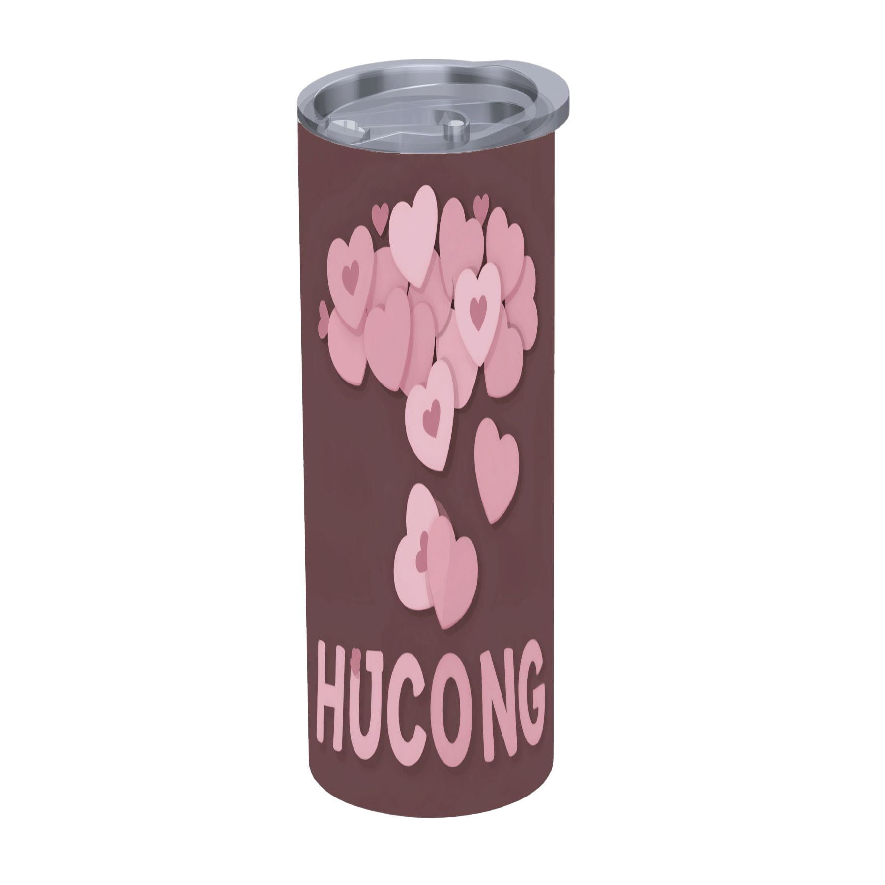20 oz Stainless Steel Insulated Tumbler - Brown with Pink Heart Pattern ...