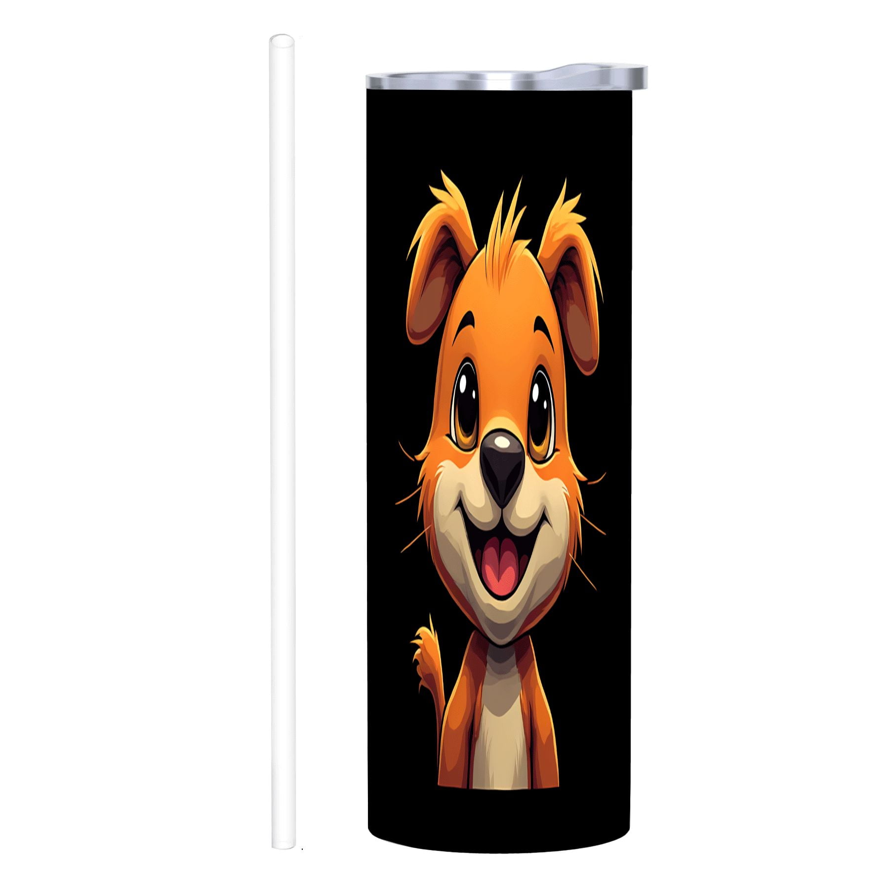 20 oz Stainless Steel Insulated Tumbler - Cartoon Dog Design Orange ...